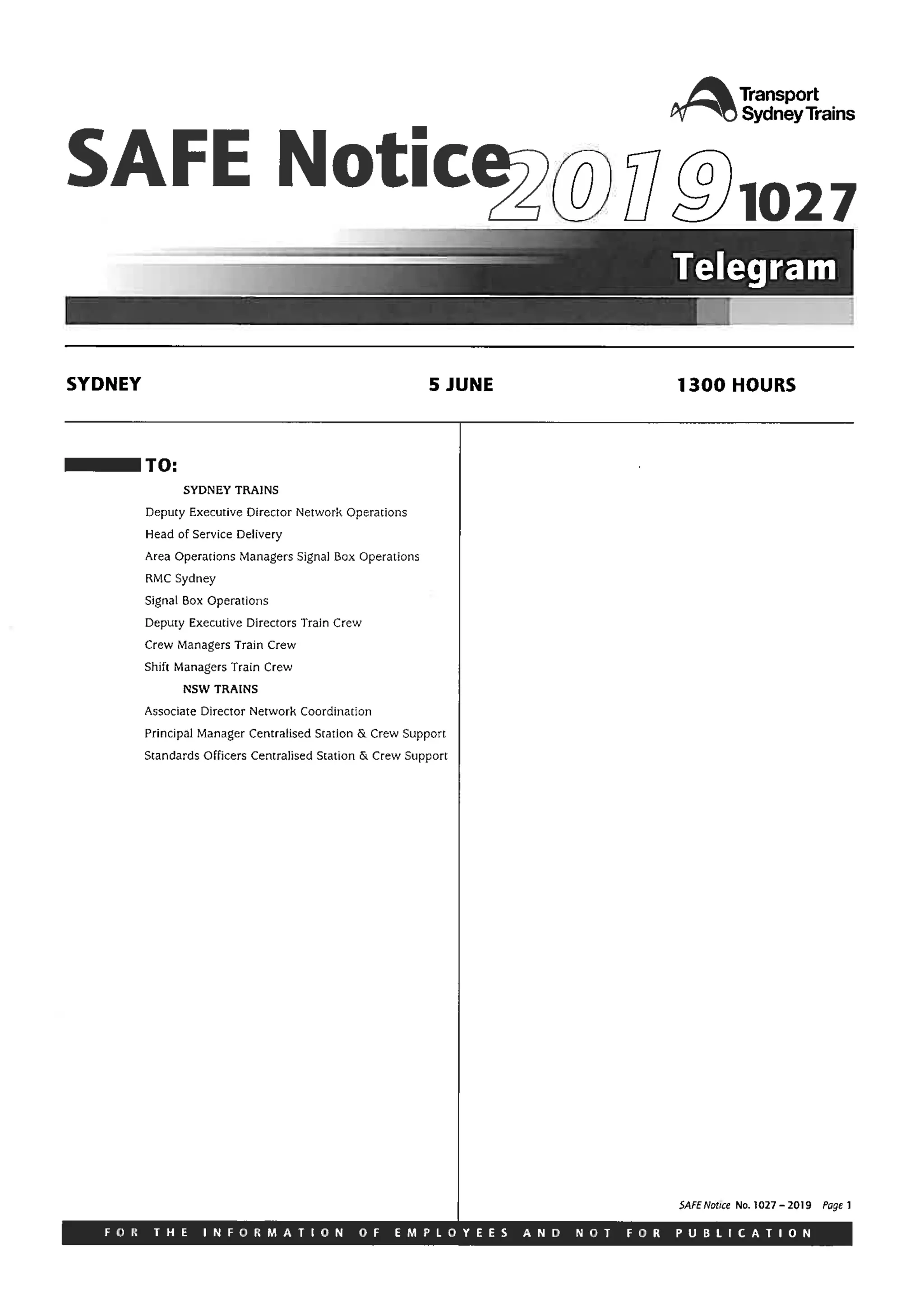 Safe notice telegram 1027 | PDF