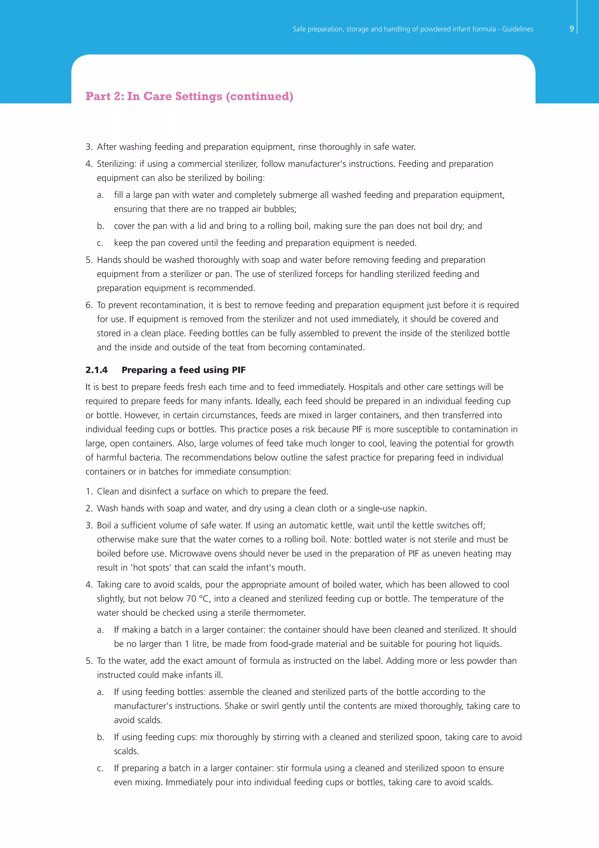Safe Preparation, Storage And Handling Of Powdered Infant Formula ...