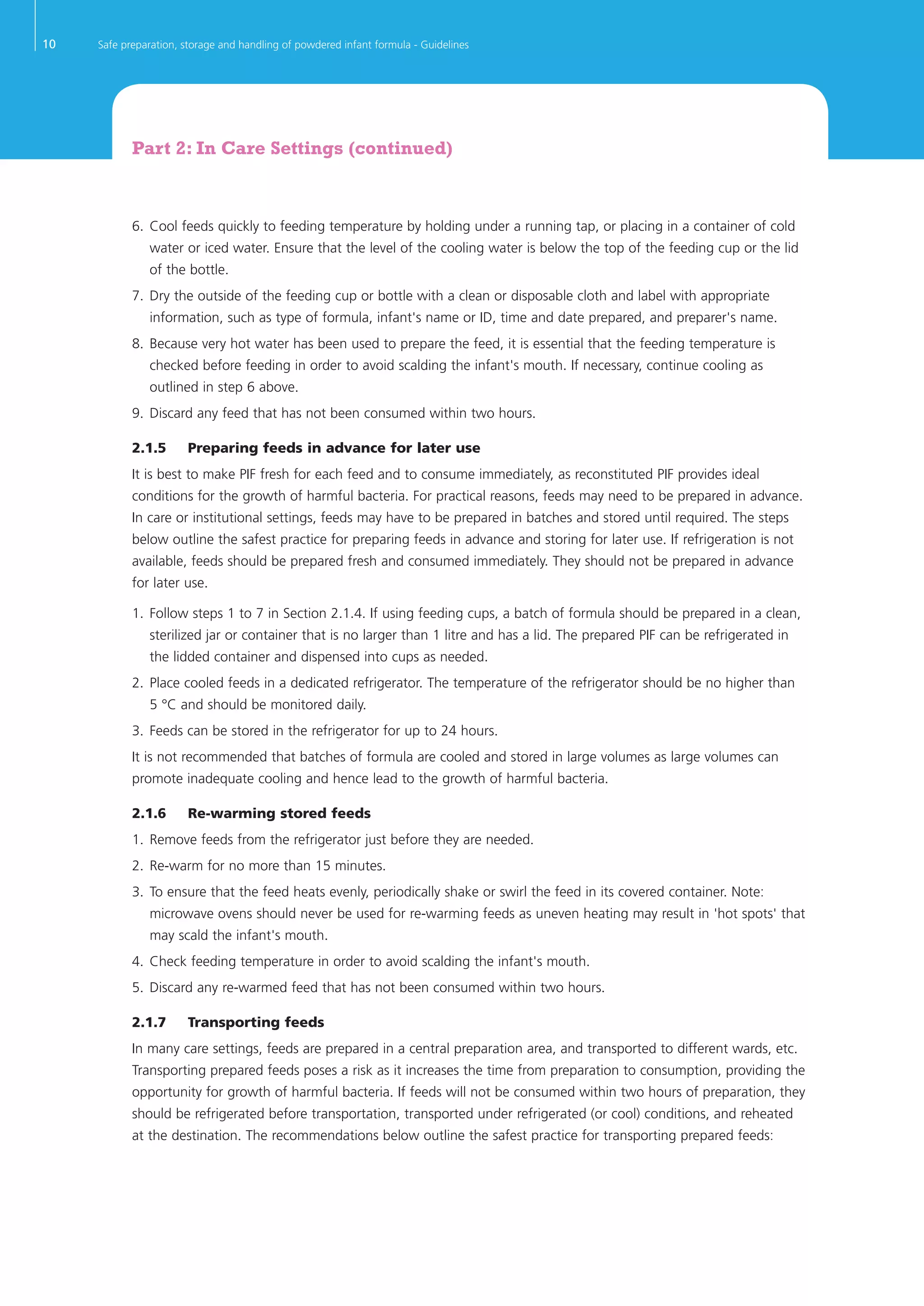 Safe Preparation, Storage And Handling Of Powdered Infant Formula ...