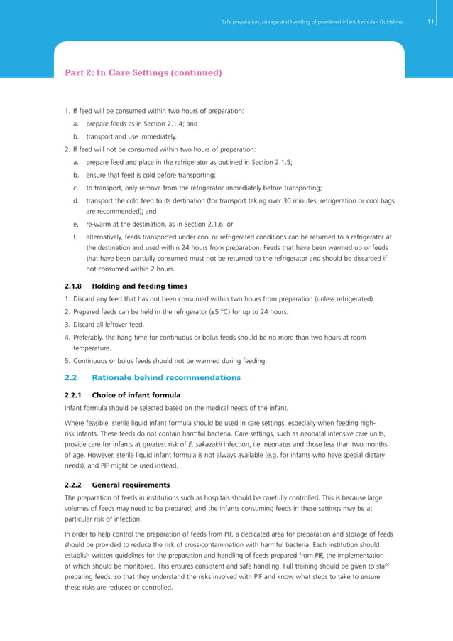 Safe Preparation, Storage And Handling Of Powdered Infant Formula ...