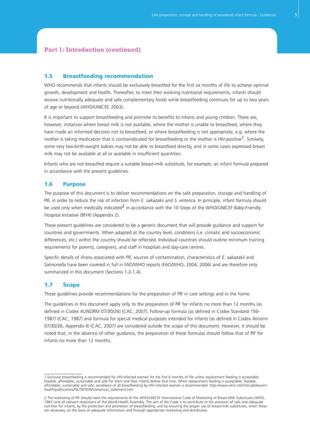 Safe Preparation, Storage And Handling Of Powdered Infant Formula ...