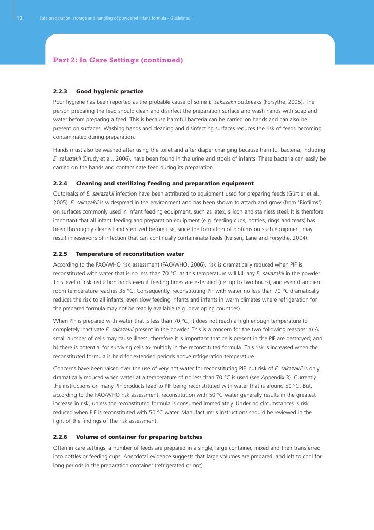Safe Preparation, Storage And Handling Of Powdered Infant Formula G…