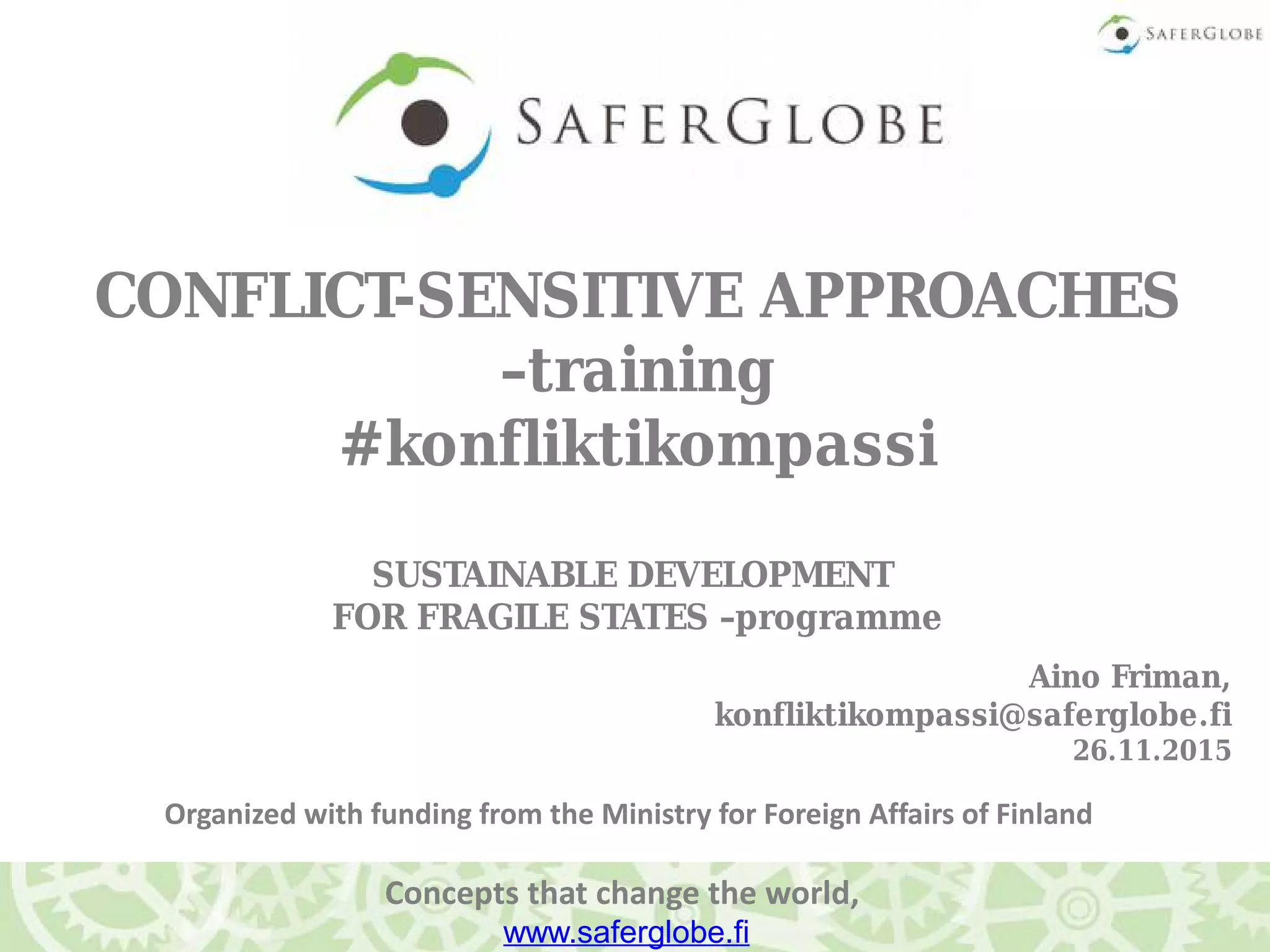 Conflict-sensitive approaches training | PPT