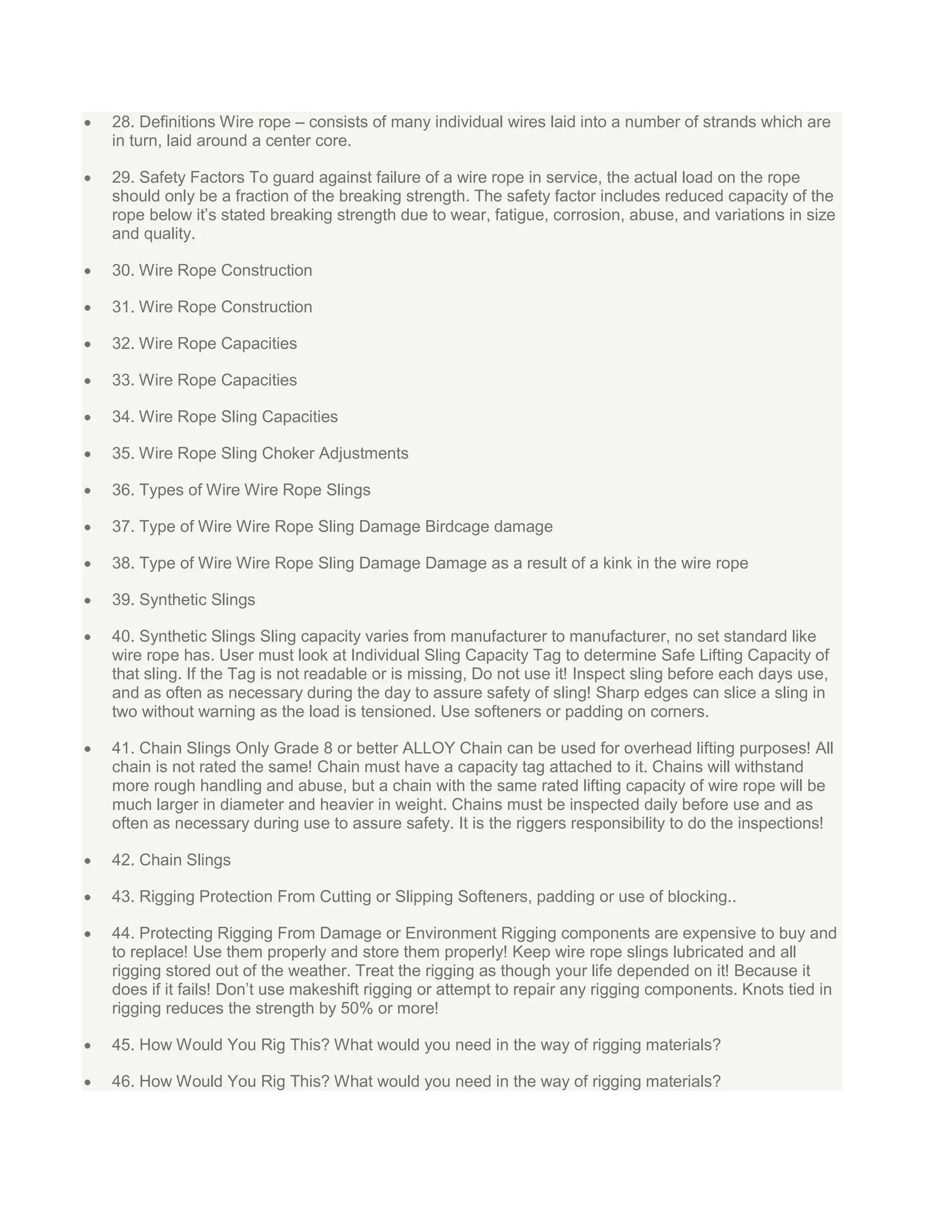 Safe rigging training presentation transcript | DOCX