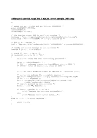 Saferpay Checkout Page - PHP Sample (Hosting) | PDF