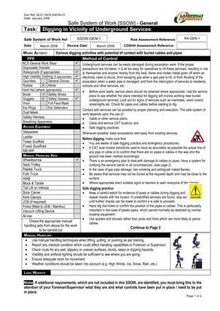 Safe System Of Work [SSOW Gen 01 [Digging In Vicinity Of Und | DOC