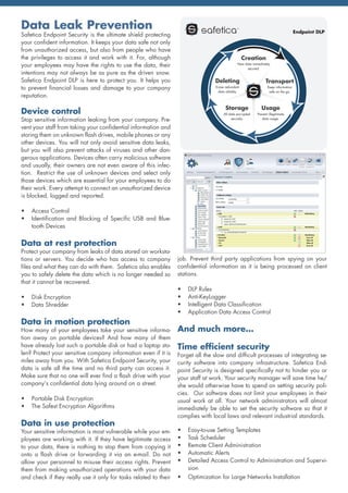 Safetica Endpoint Security Datasheet by Safetica Benelux - EN | PDF