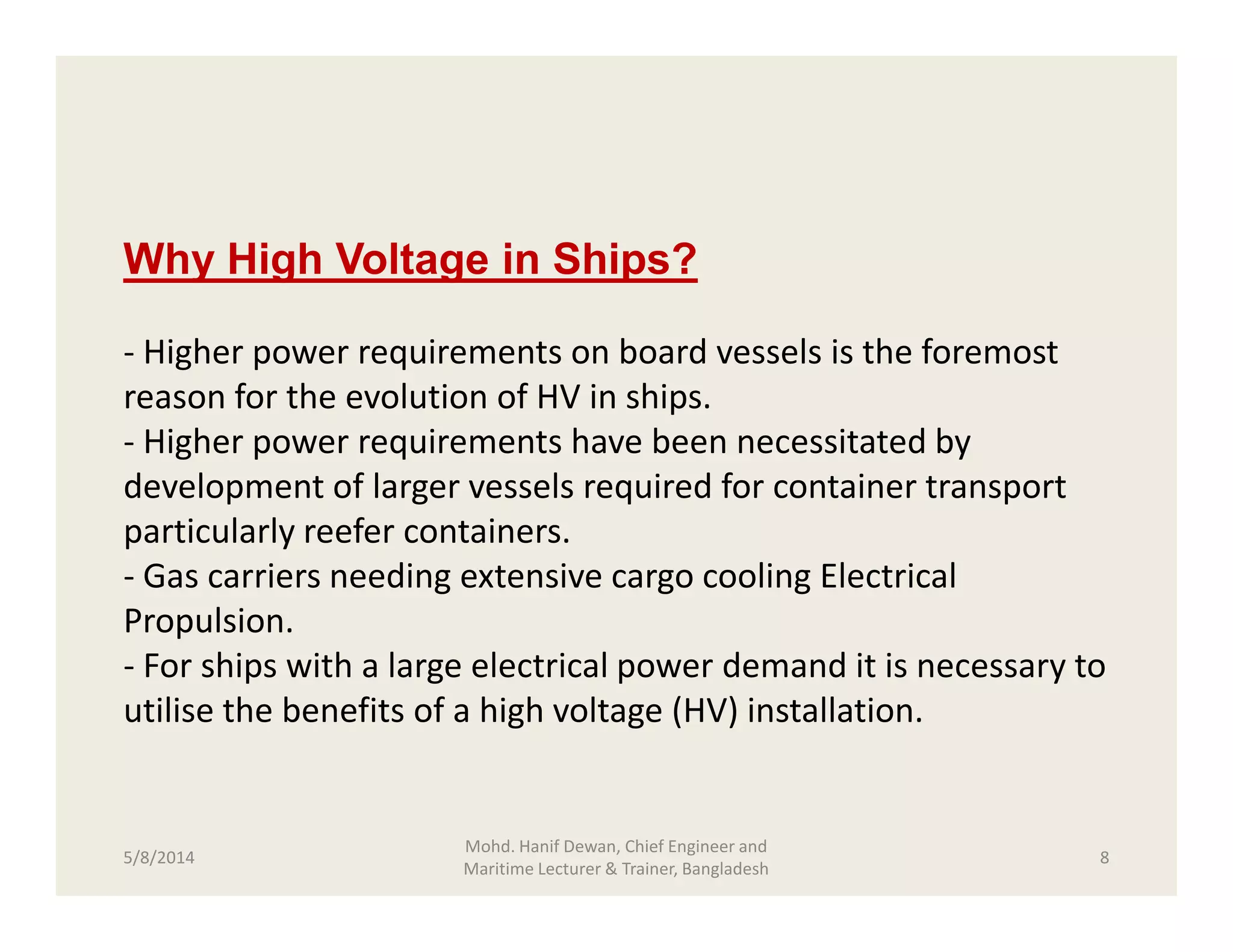 Shipboard High Voltage- Safeties & Applications | PDF
