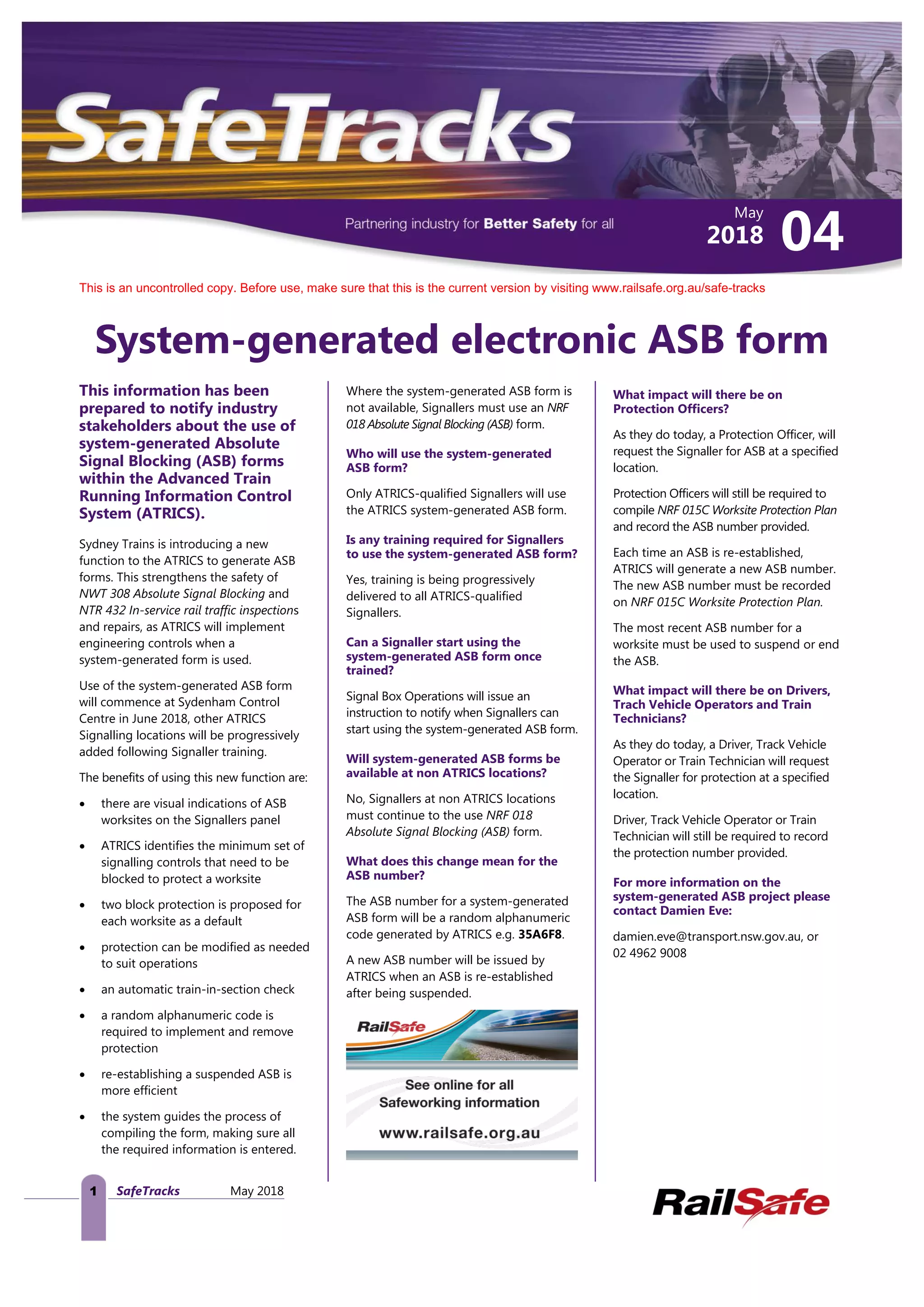 Safe Tracks May 04 | PDF