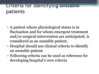 Safe transfer of unstable patient from hospital NABH ppt.pptx