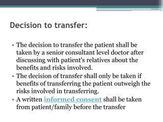 Safe transfer of unstable patient from hospital NABH ppt.pptx