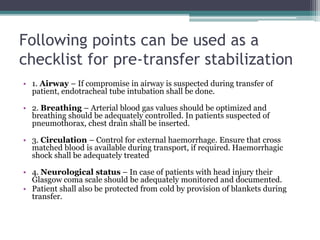 Safe transfer of unstable patient from hospital NABH ppt.pptx