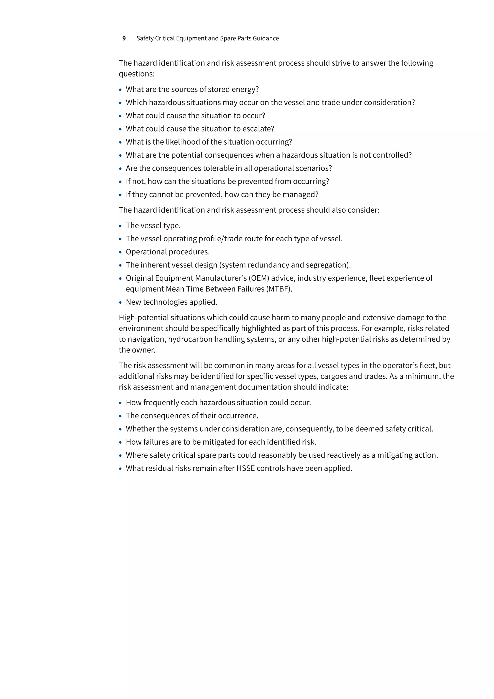 Safety critical-equipment-and-spare-parts-guidance | PDF