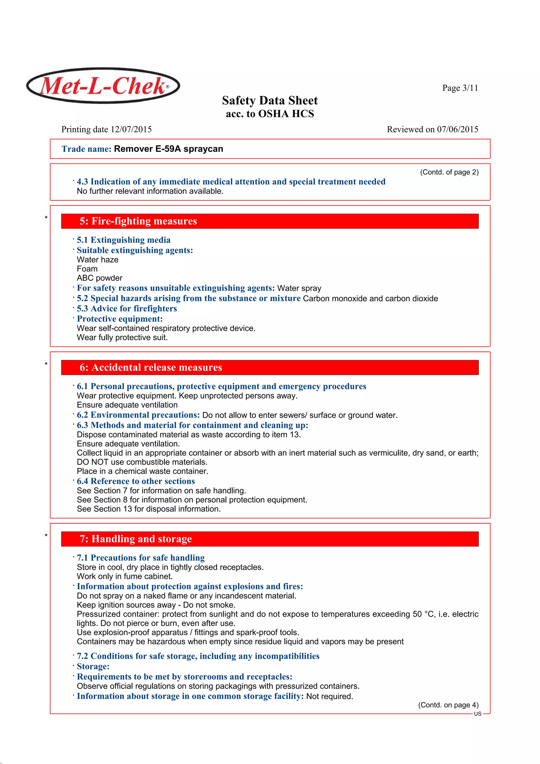 Safety data-sheet-acc-to-osha-hcs-met-l | PDF