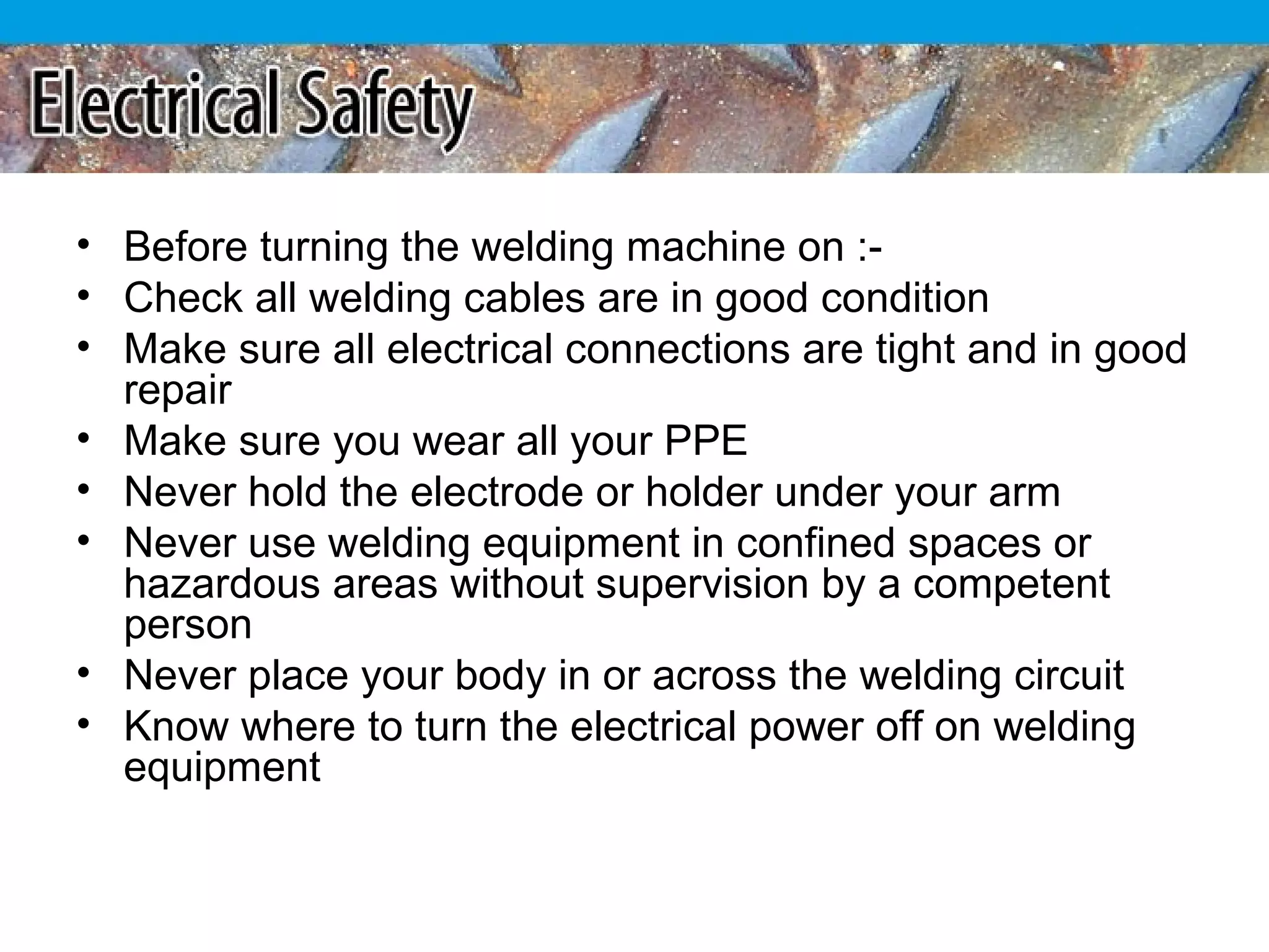 Safety Notes: Manual Metal Arc Welding | PPT