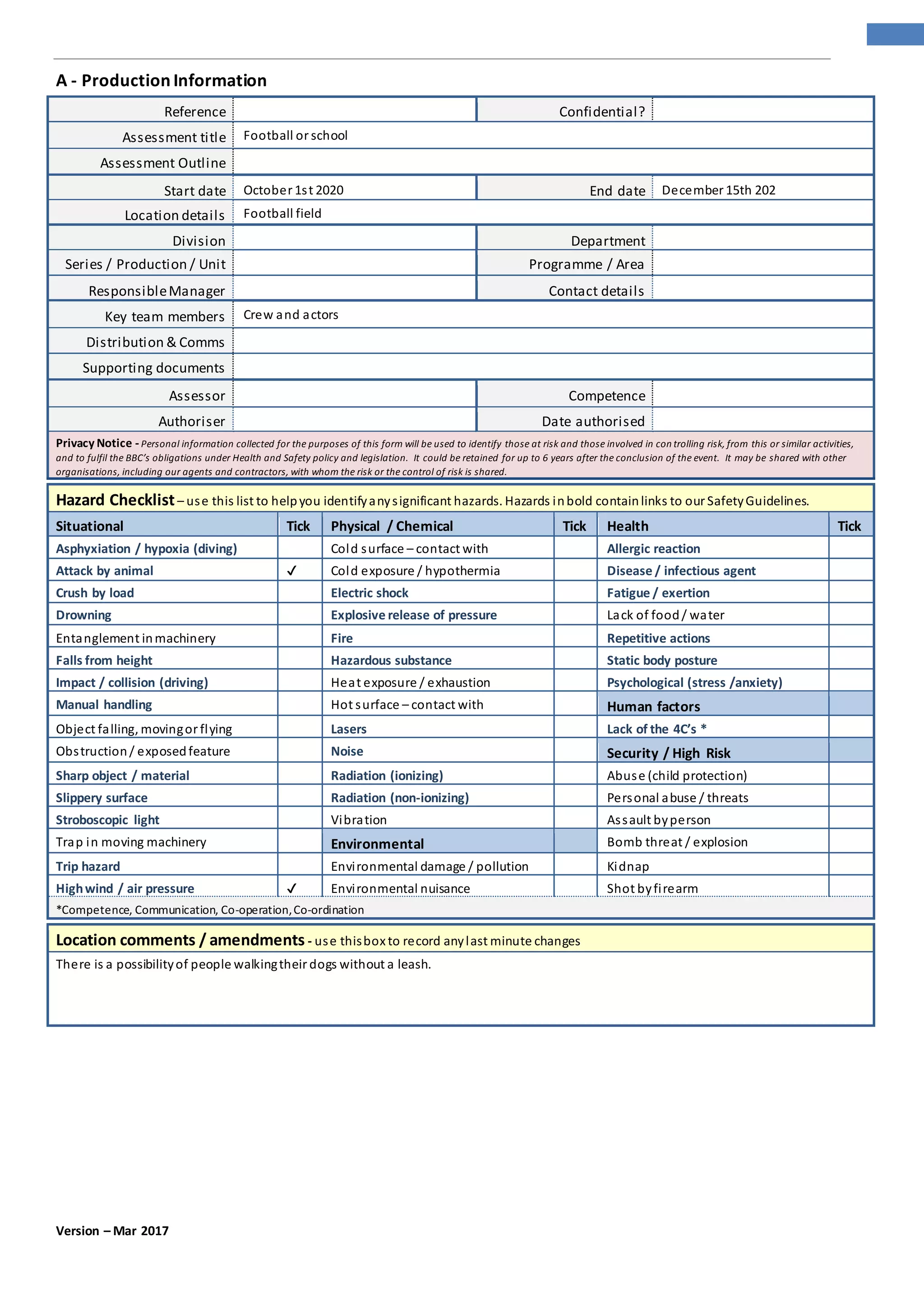 Safety risk-assessment-Football or school - Field | DOCX