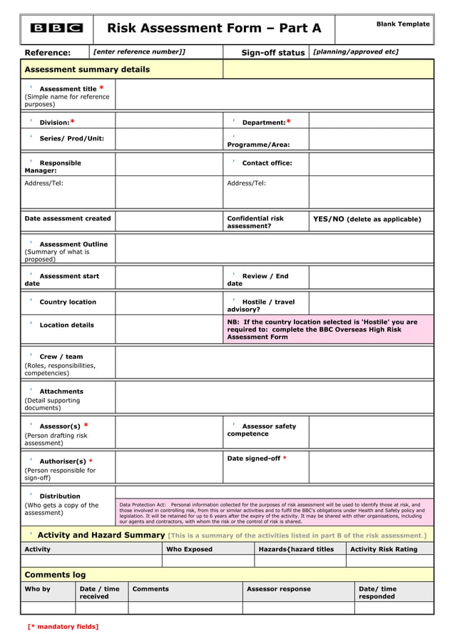 Safety risk assessment-form_dec09 | PDF
