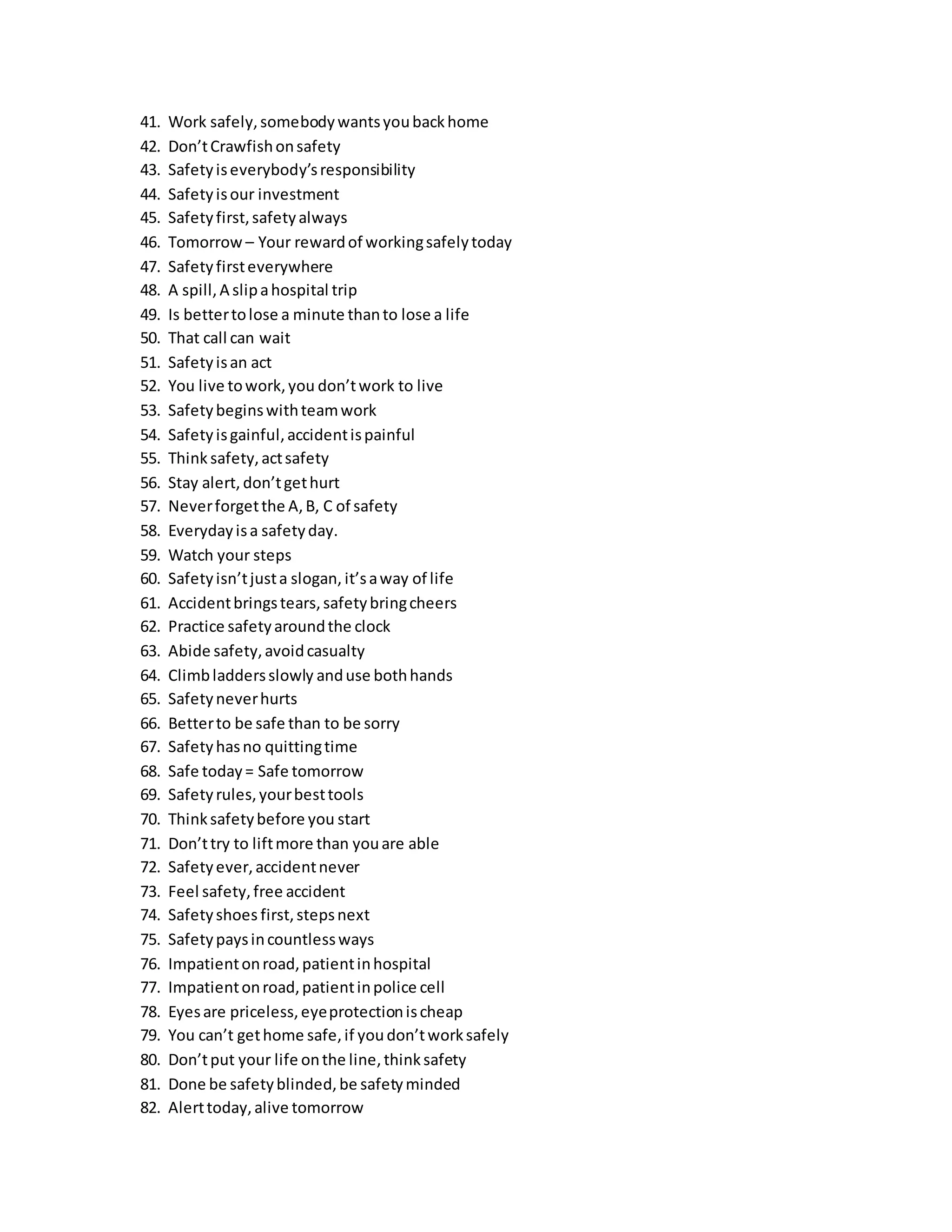 100 Amazing safety slogans | PDF