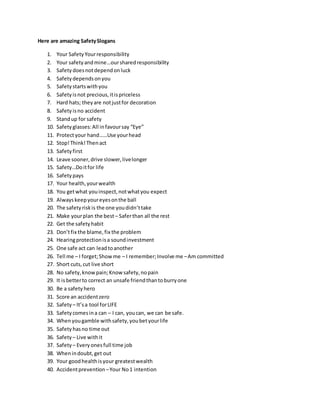 100 Amazing safety slogans | PDF