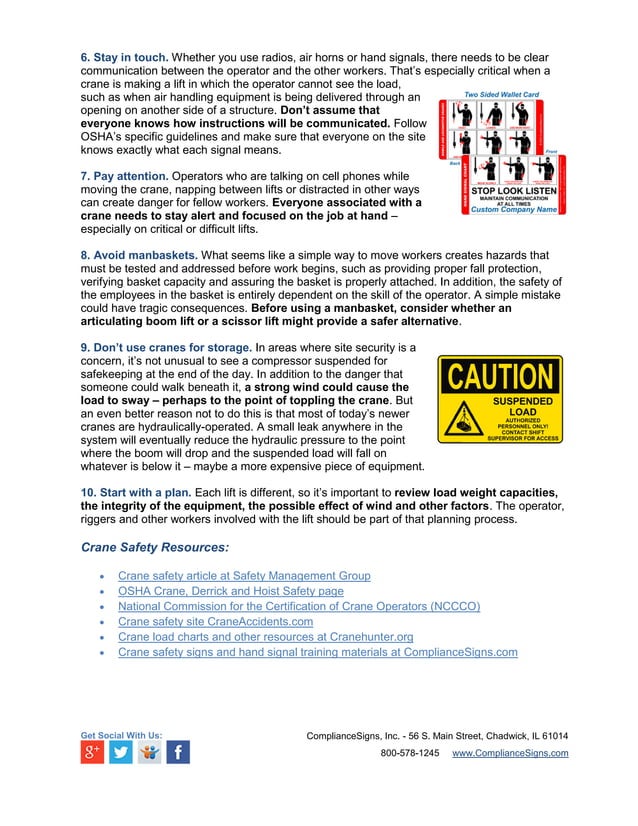 Safety Tip: 10 Steps to Safer Crane Operation | PDF