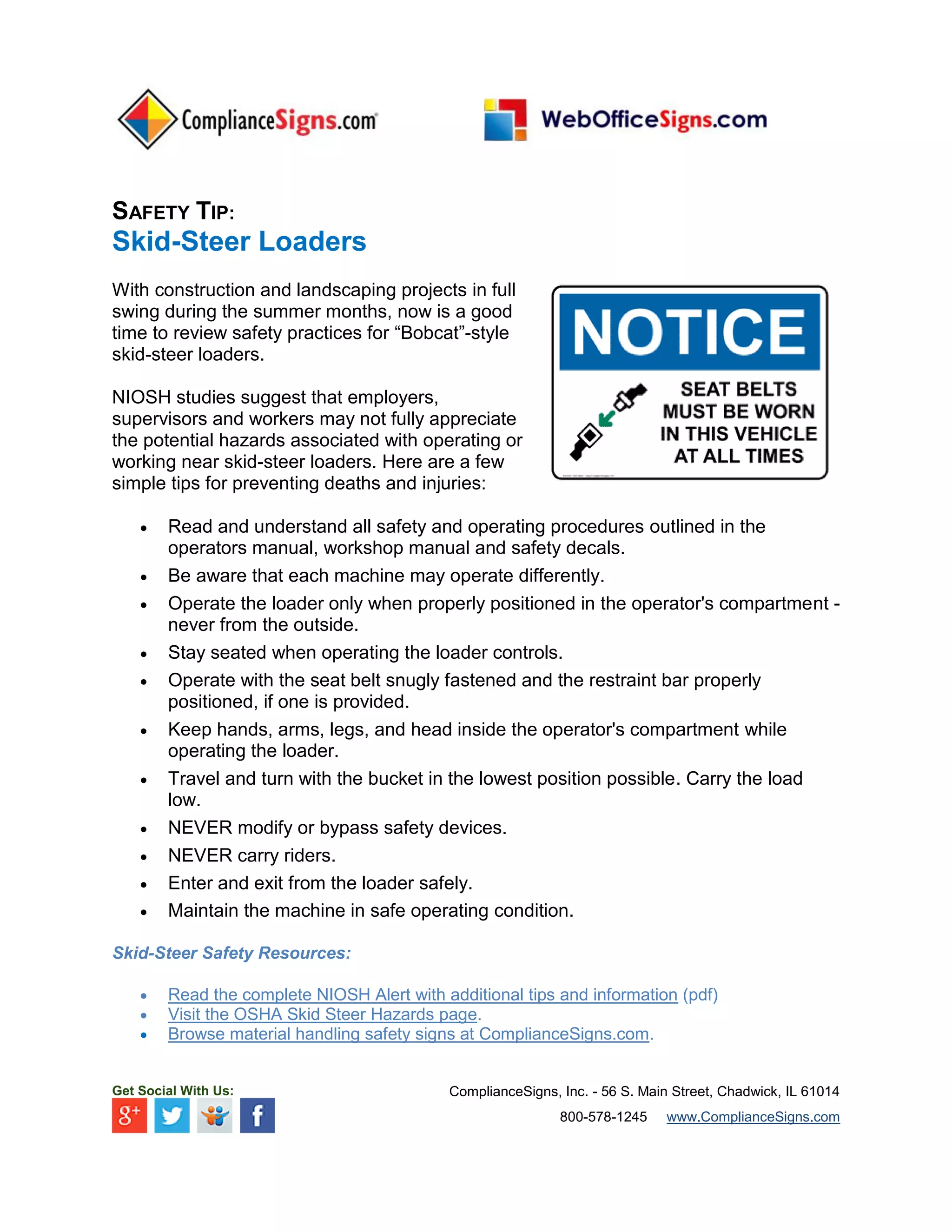 Safety Tip: Skid-Steer Loaders | PDF | Auto Safety | Automotive