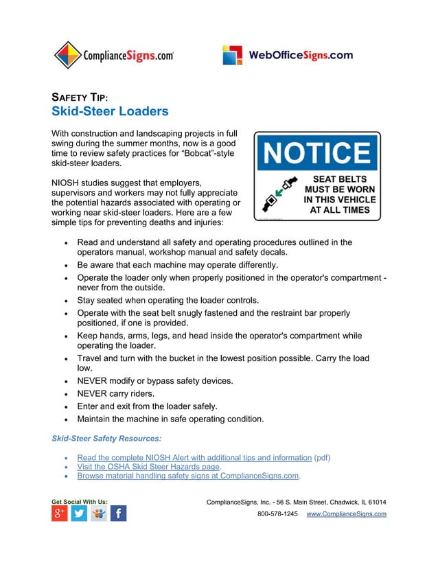 Safety Tip: Skid-Steer Loaders | PDF | Auto Safety | Automotive