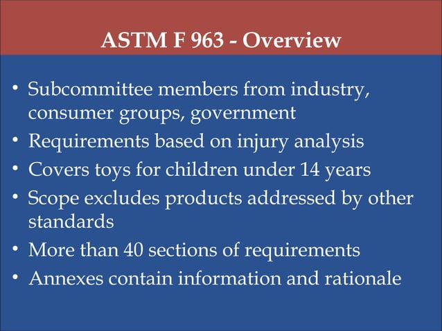 2012 CPSC Safety Academy: ASTM F963 Toy Safety Standard | PPT