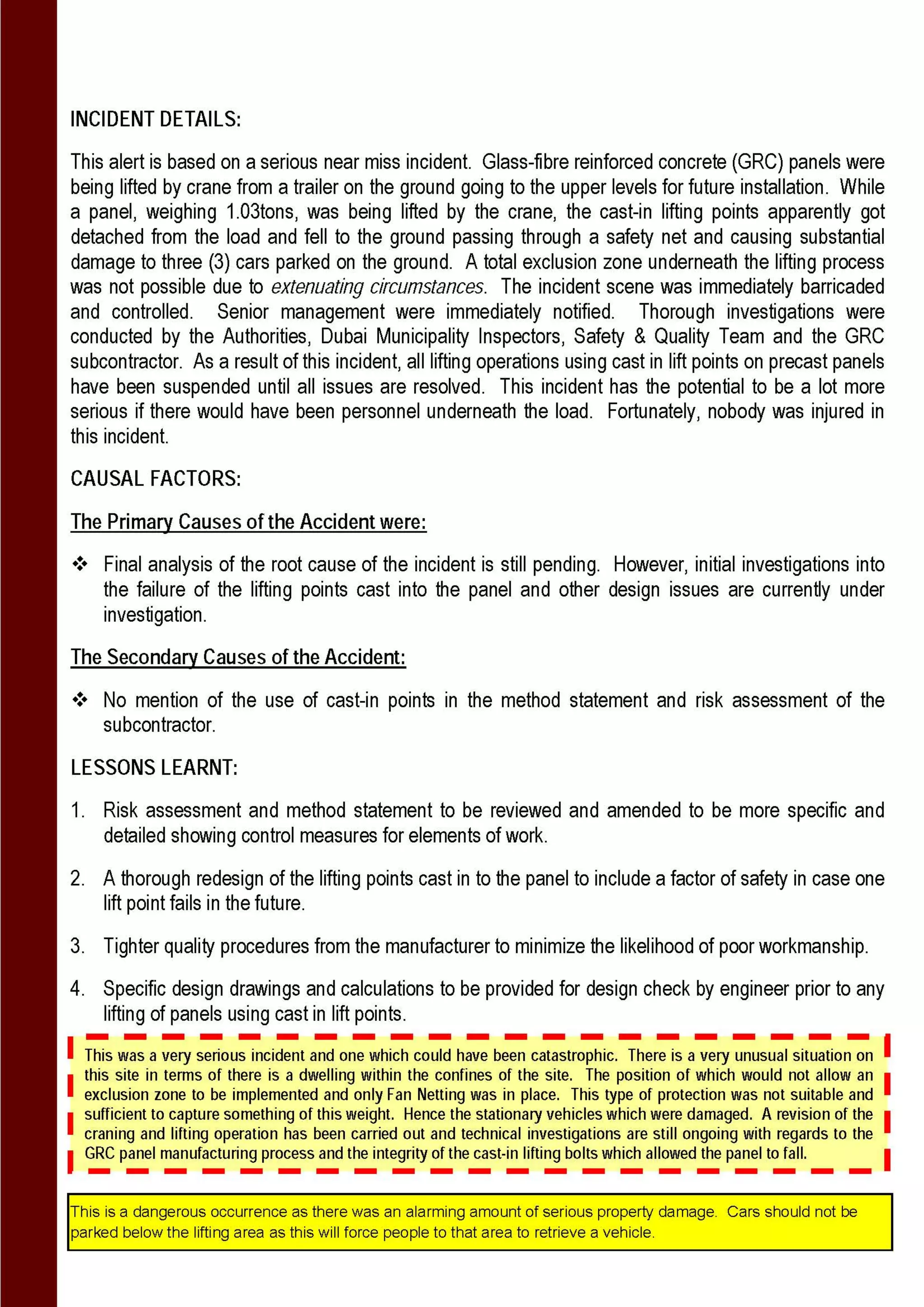 Safety Alert Fall Of Material During Lifting | PDF