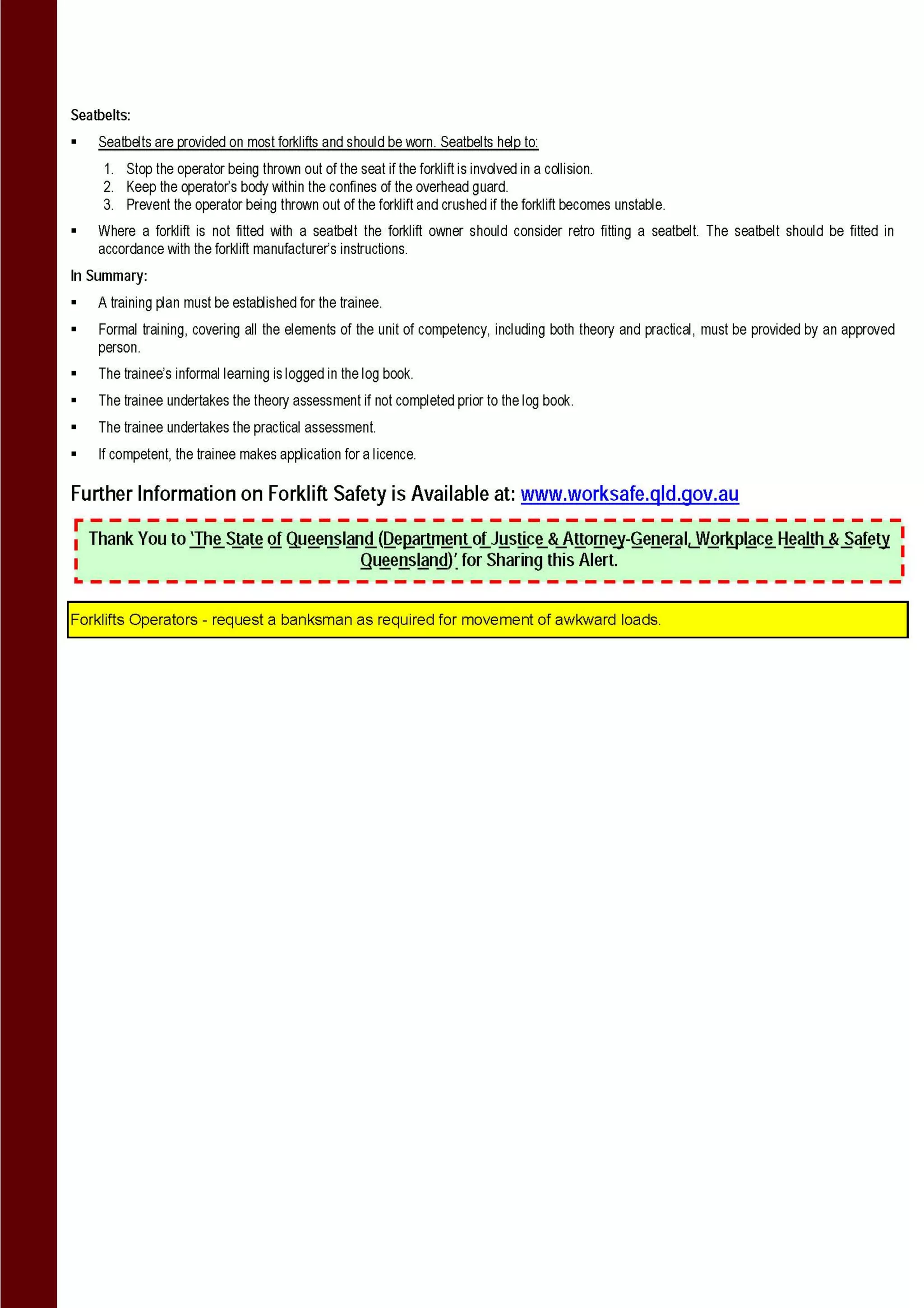 Safety Alert Fatally Injured In Forklift Incident | PDF