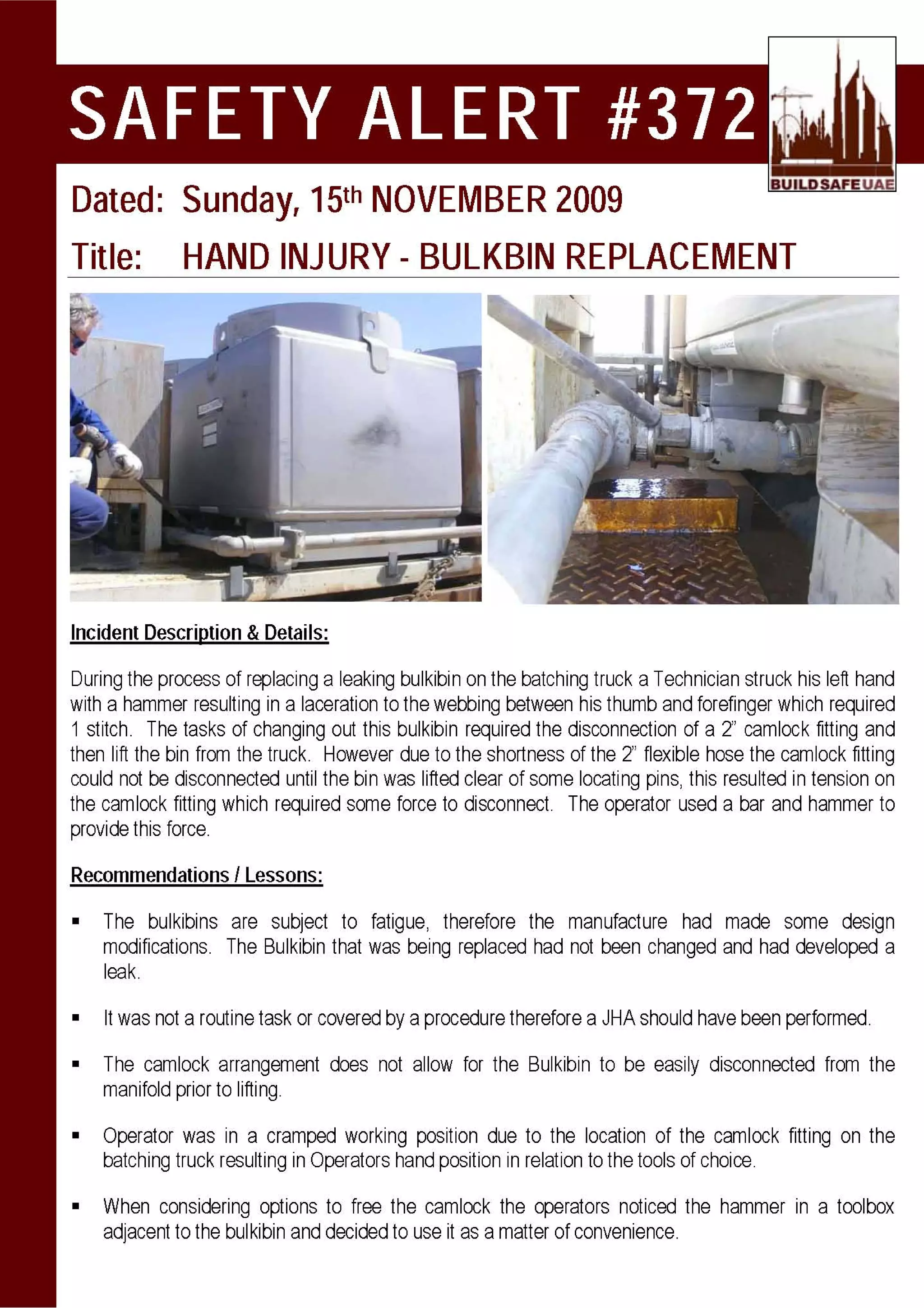 Safety Alert Hand Injury Bulkbin Replacement | PDF