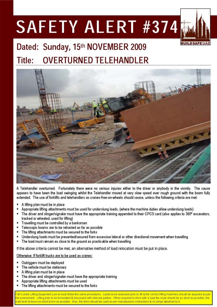 Safety Alert Overturned Telehandler
