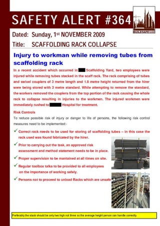 Safety Alert Scaffolding Rack Collapse | PDF