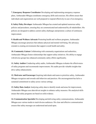 SAFETY AMBASSADOR - Ambassador Steve Mbugua Safety Ambassador | PDF