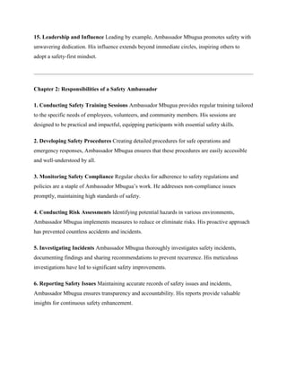 SAFETY AMBASSADOR - Ambassador Steve Mbugua Safety Ambassador | PDF