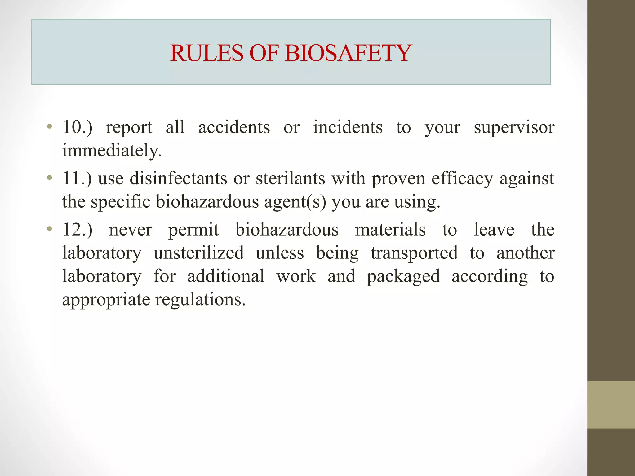 Safety and biosecurity (lab1) | PPTX