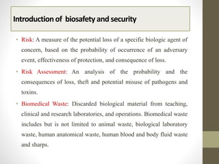 Safety and biosecurity (lab1) | PPTX