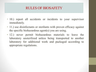 Safety and biosecurity (lab1) | PPTX