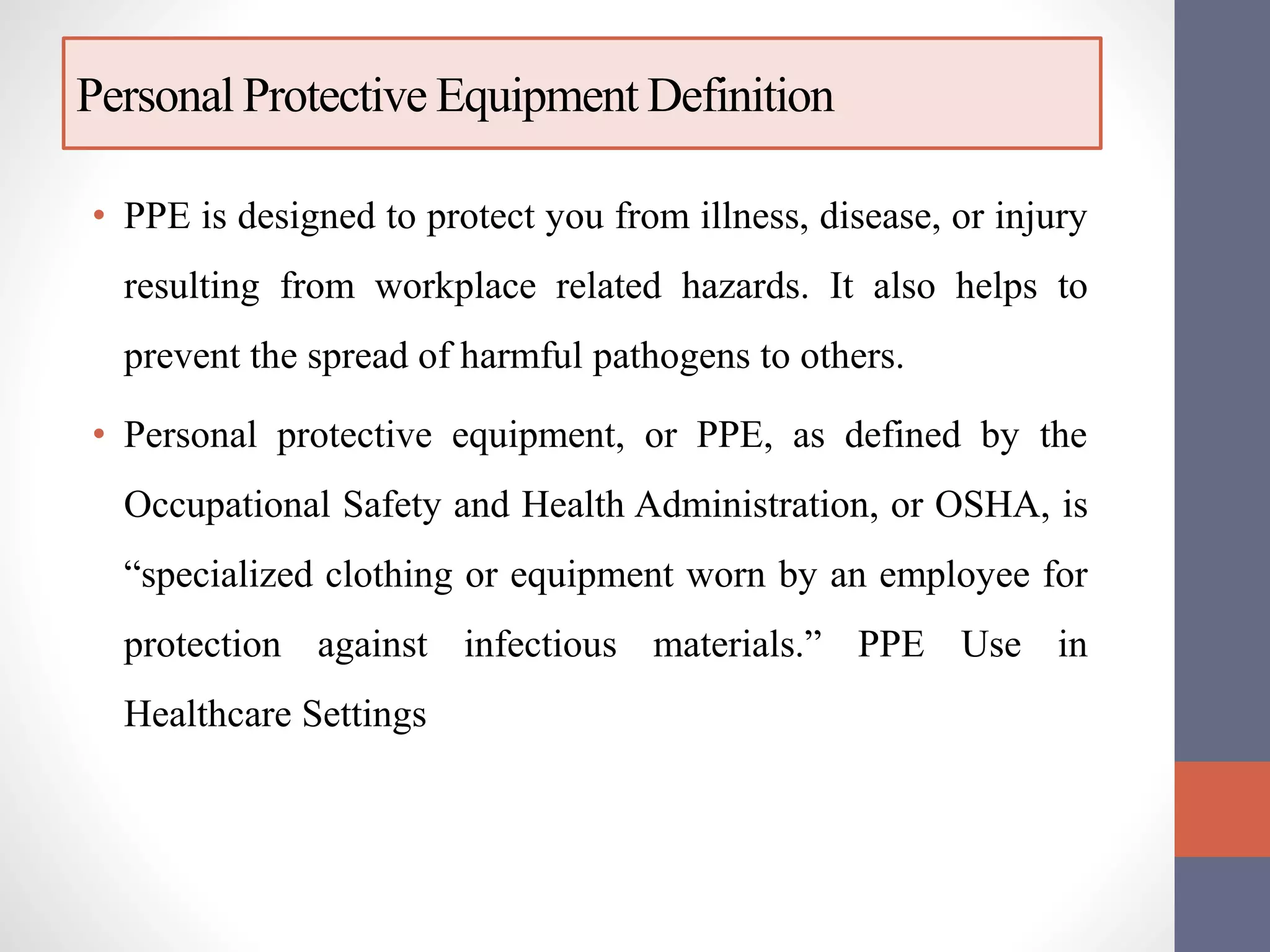 safety and biosecurity (lab3).Personal protective equipment (PPE) | PPTX