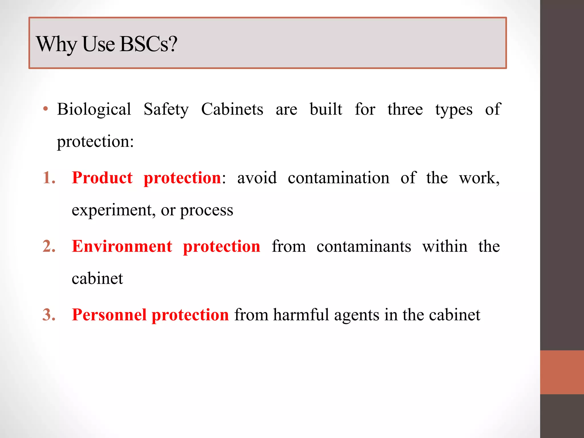 safety and biosecurity (lab4).Biosafety Cabinets (BSCs) | PPTX