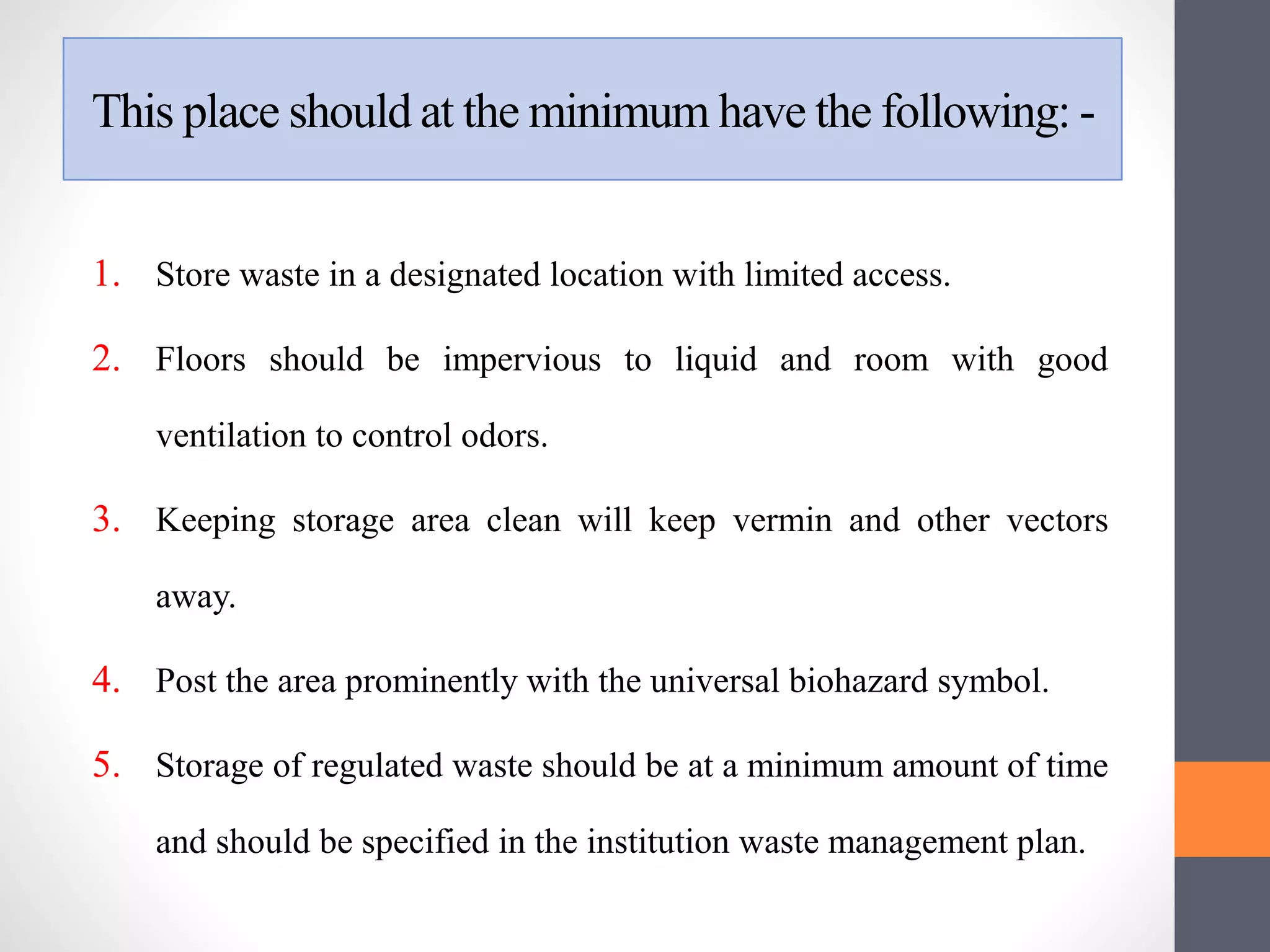 safety and biosecurity (lab 8).Storage and Containment of waste | PPTX