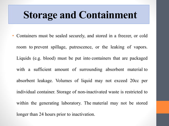 safety and biosecurity (lab 8).Storage and Containment of waste | PPT
