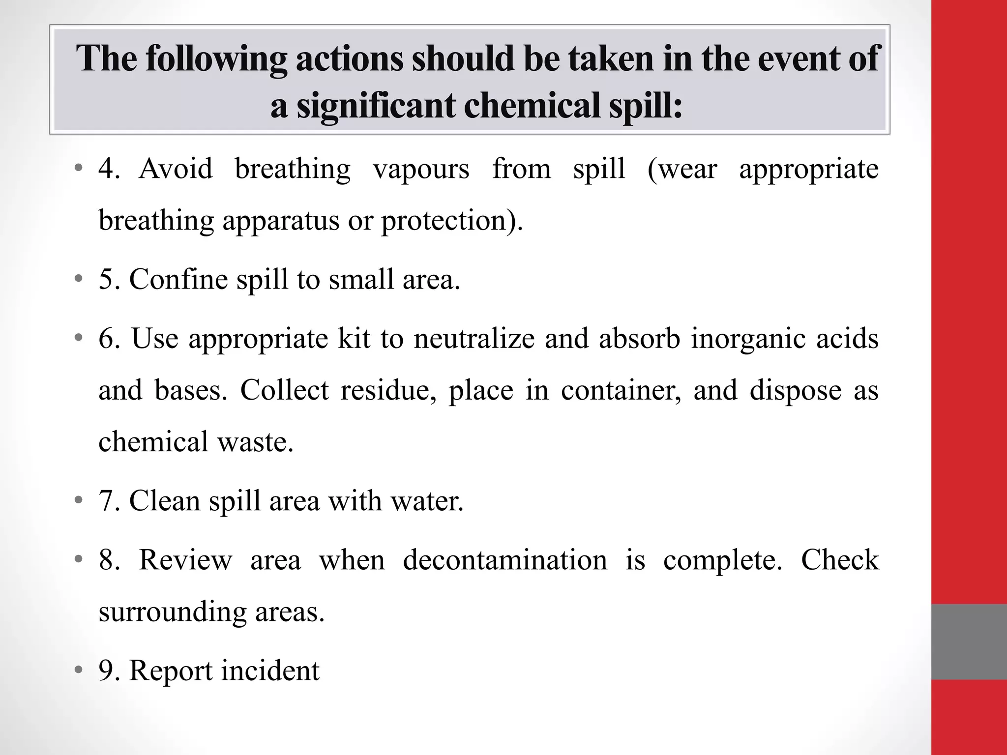 safety and biosecurity (lab 9).Procedures for Handling Hazardous Spills ...