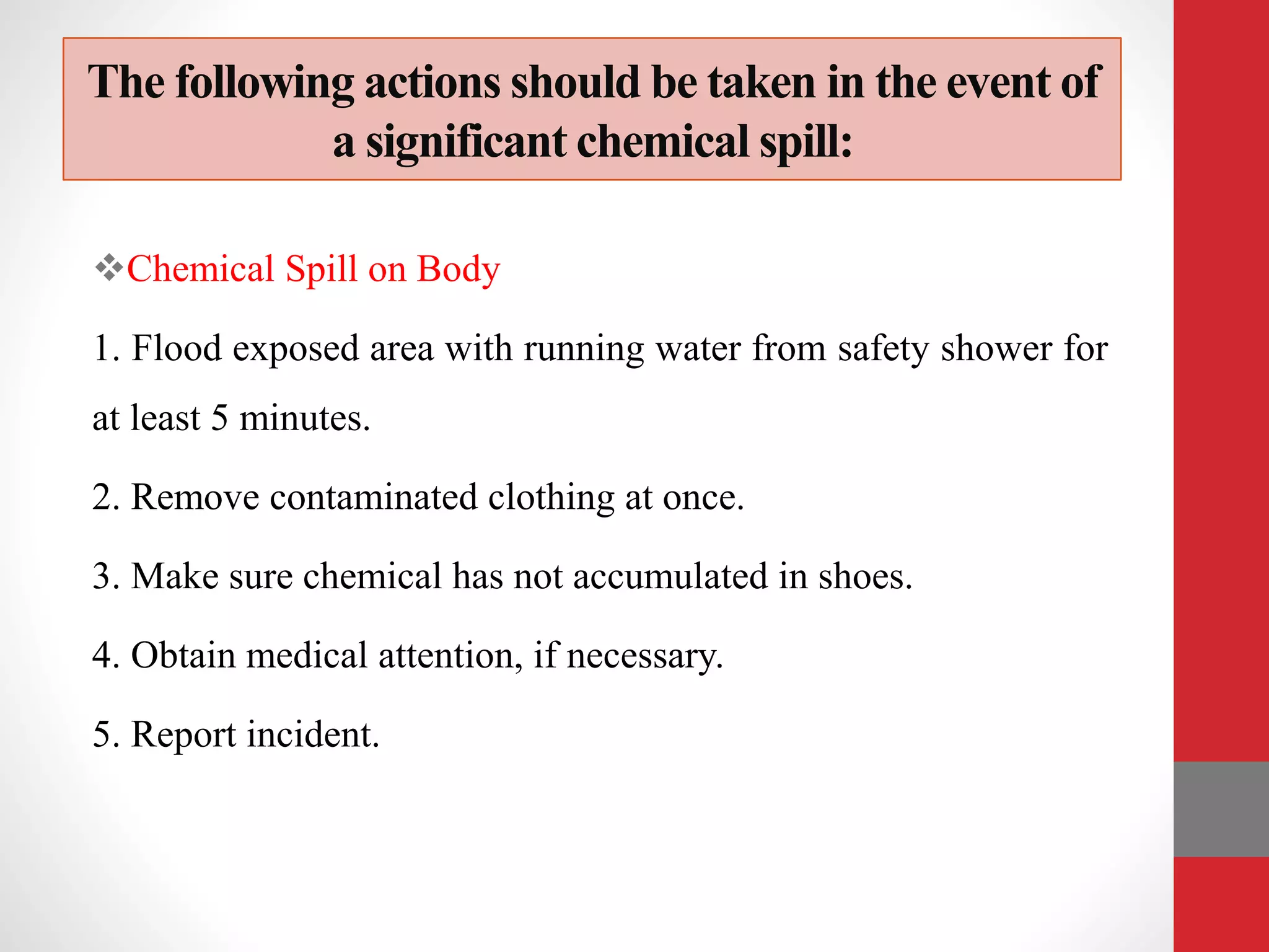 safety and biosecurity (lab 9).Procedures for Handling Hazardous Spills ...