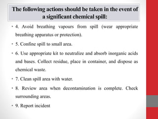 safety and biosecurity (lab 9).Procedures for Handling Hazardous Spills ...