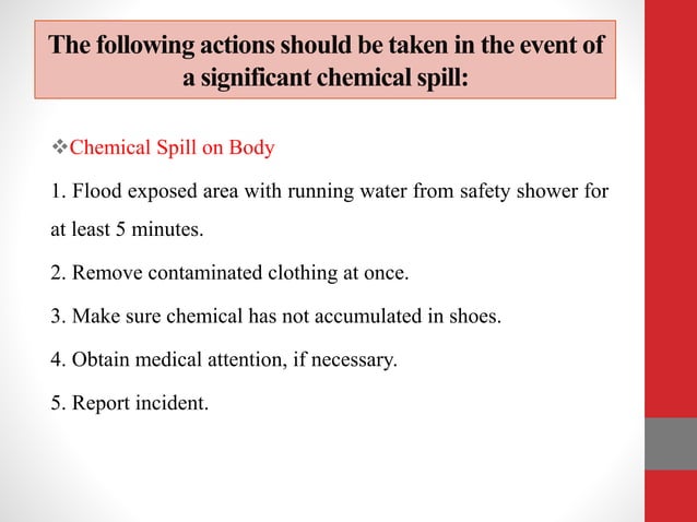 safety and biosecurity (lab 9).Procedures for Handling Hazardous Spills ...