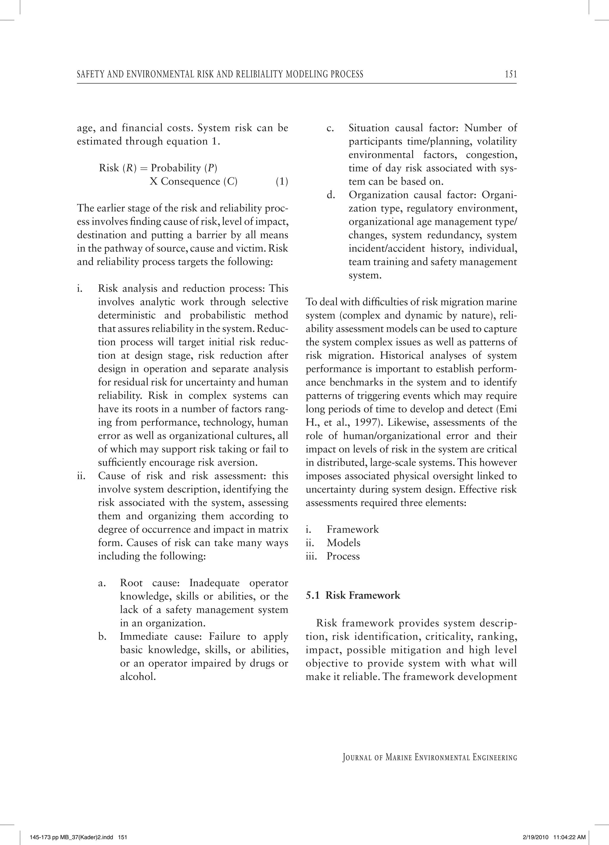 Safety and environmental risk and reliability modeling | PDF