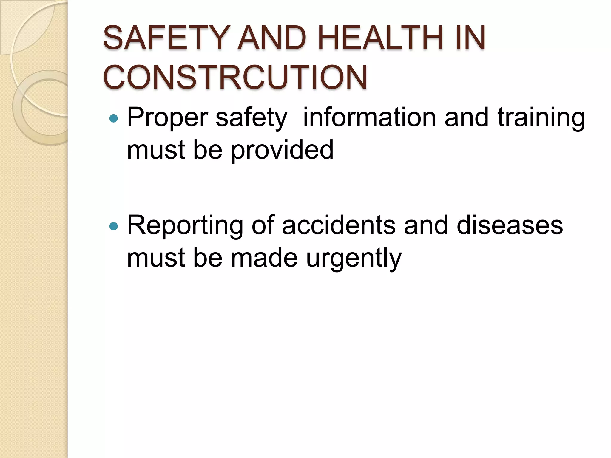 Safety and health in constrcution | PPTX