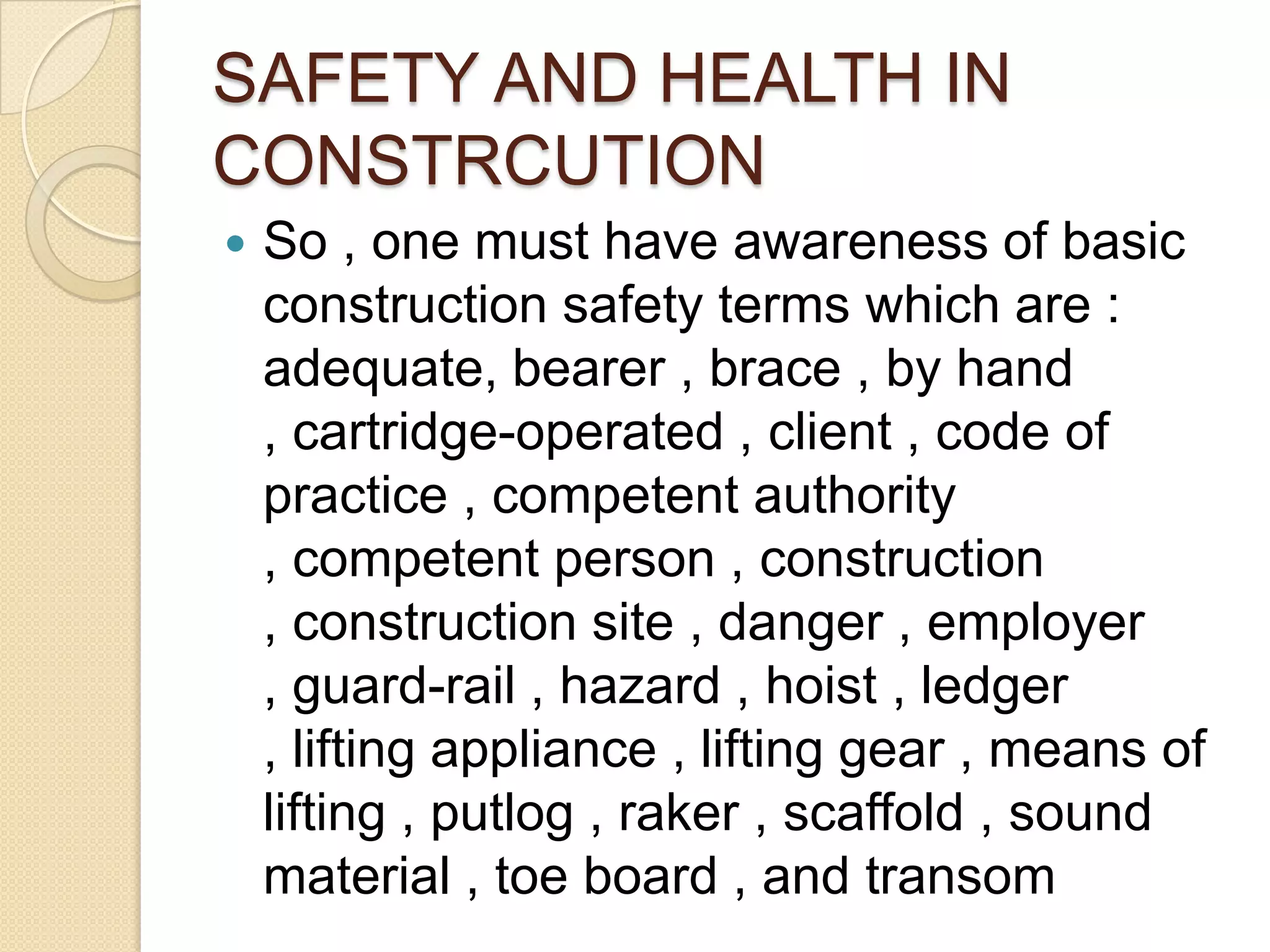 Safety and health in constrcution | PPTX