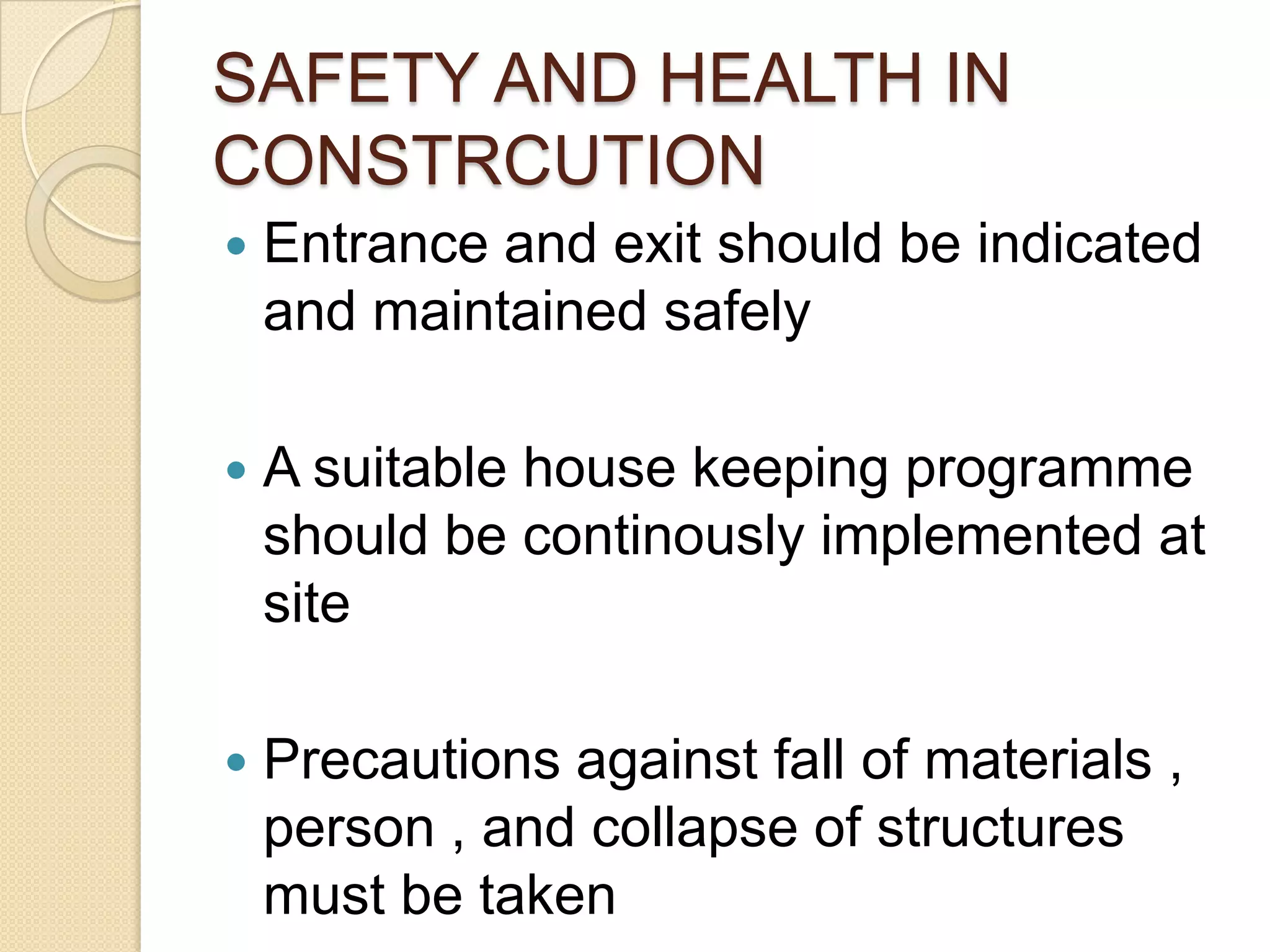 Safety and health in constrcution | PPTX
