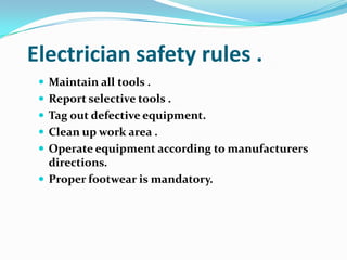 Safety and health i n electrical eng | PPT